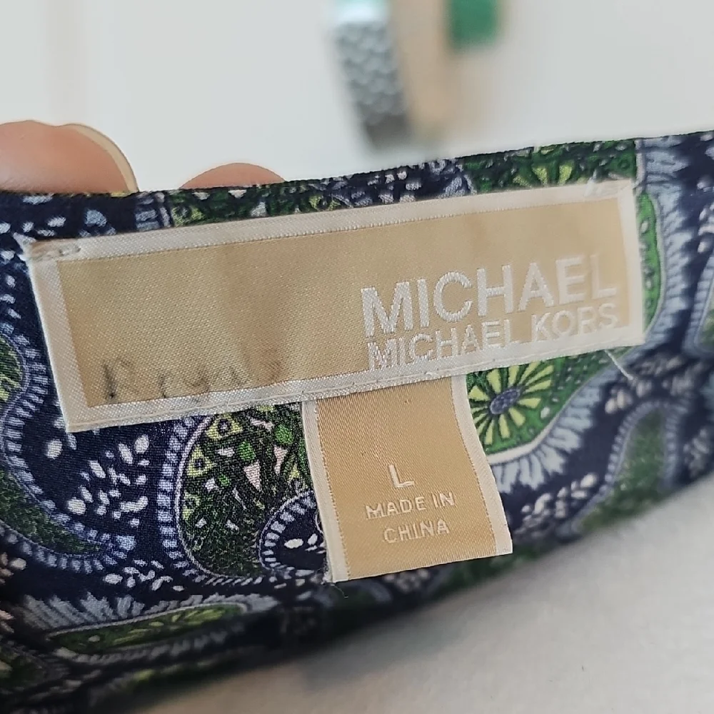 Michael Kors | Tops | Michael Kors Green And Purple Paisley Blouse ...